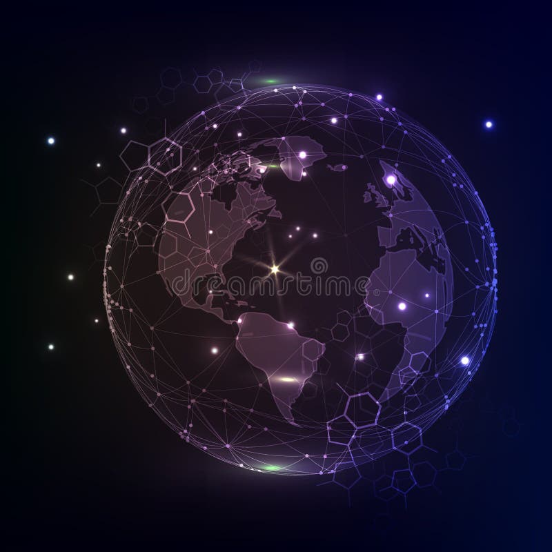 Global Network Violet Background Stock Illustration - Illustration of ...