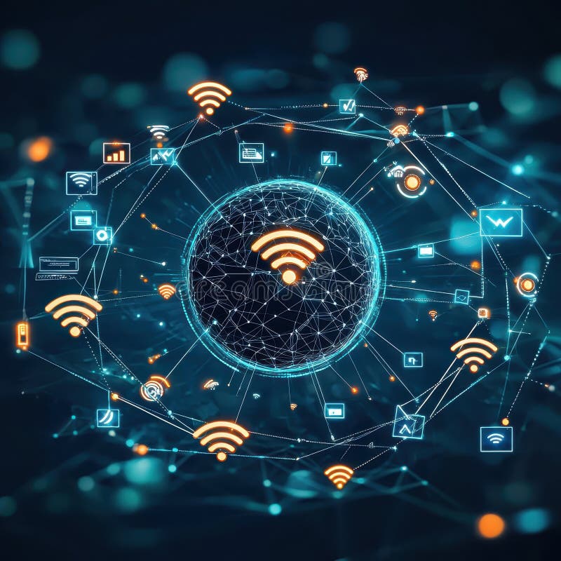 Global Network Connection Visual Representation Featuring Wireless ...