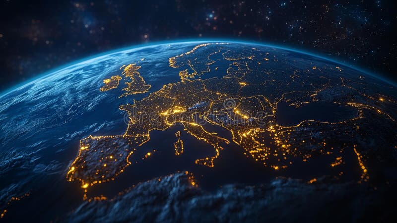 Global Network Connection Visualization Over Europe from Space with ...