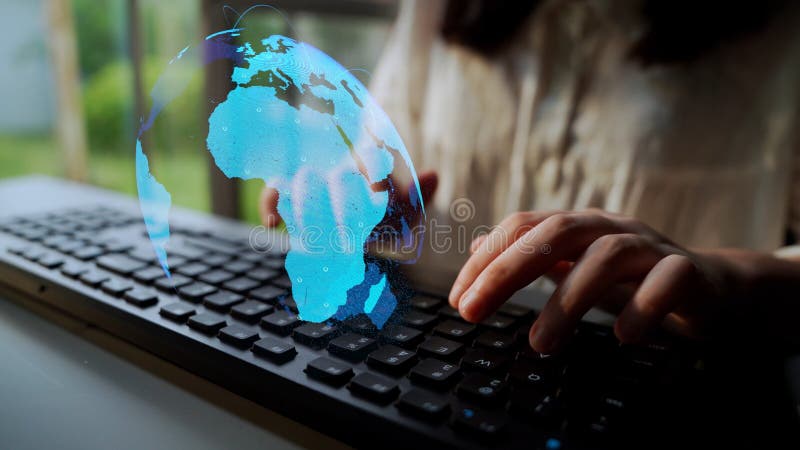 Global Network Connection Visualization Showing Data Exchange Thunk ...