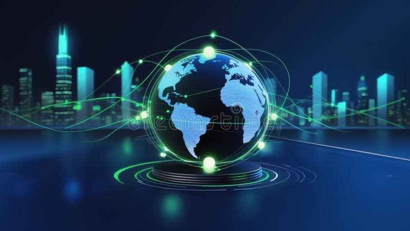 Global Network Connection Visualized with a Digital Earth Model Against ...