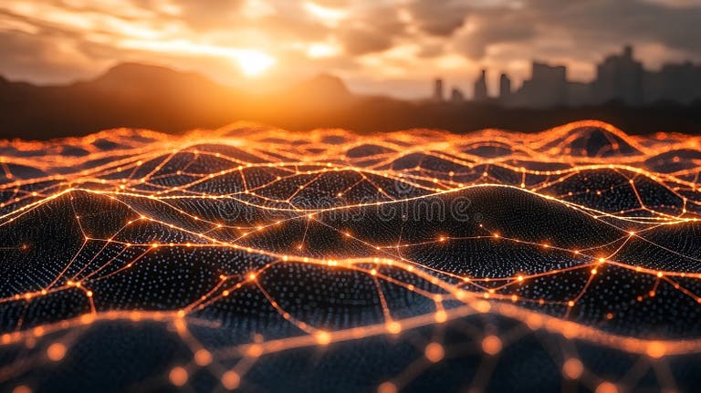 Global Network Connection Visualized through a World Map with Point and ...