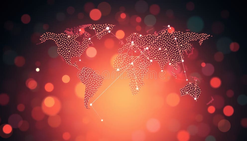 Global Network Connection World Map with Interconnected Nodes Stock Illustration - Illustration ...