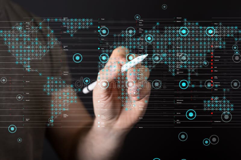 A Global Network Connection. World Map Point and Line Composition Stock ...