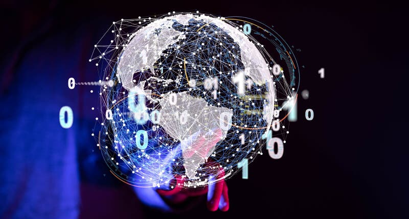 A Global Network Connection. World Map Point and Line Composition Stock ...