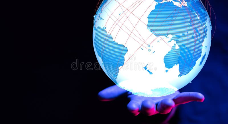 A Global Network Connection. World Map Point and Line Composition Stock ...