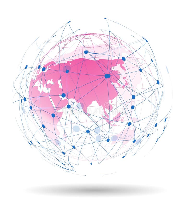 Global Network Connection. World Map Point and Line Composition Concept ...