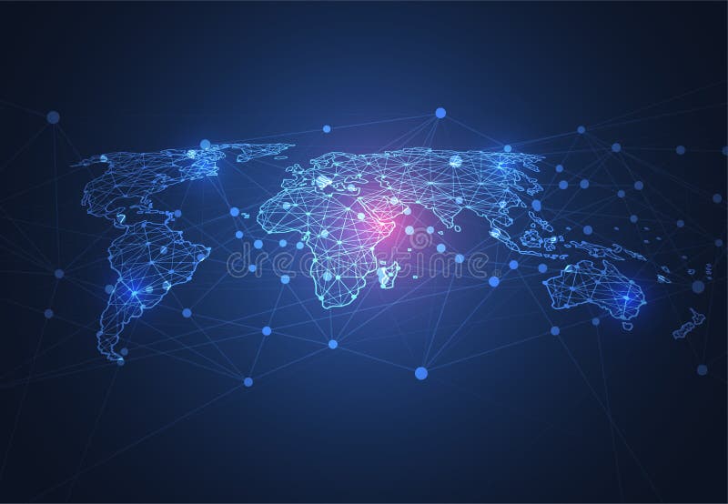 Global Network Connection. World Map Point and Line Composition Concept ...