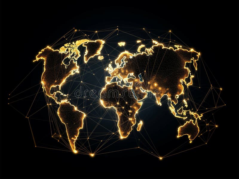 Global Network Connection Yellow Light, Wireless Connections, Business ...