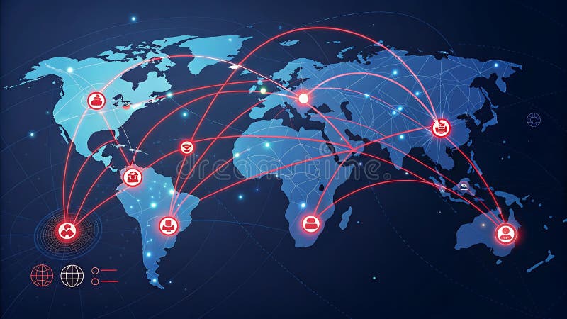 Global Network Connections Across Continents Stock Illustration ...