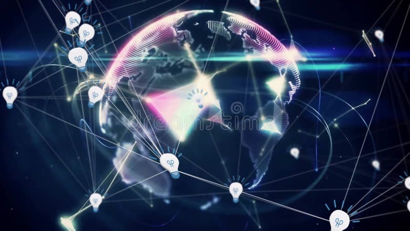 Global Network Connections and Data Exchange Animation Over Digital ...