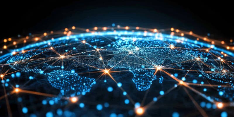 Global Network of Connections, Data Exchange, and Communication Signals ...