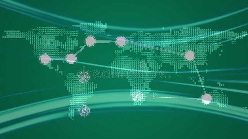 Global Network Connections and Data Flow Animation Over World Map Stock ...