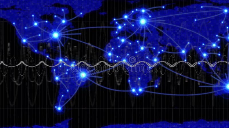 Global Network Connections and Data Flow Animation Over World Map Stock ...