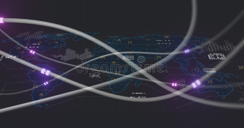 Global Network Connections and Data Transfer Image Over World Map Stock ...