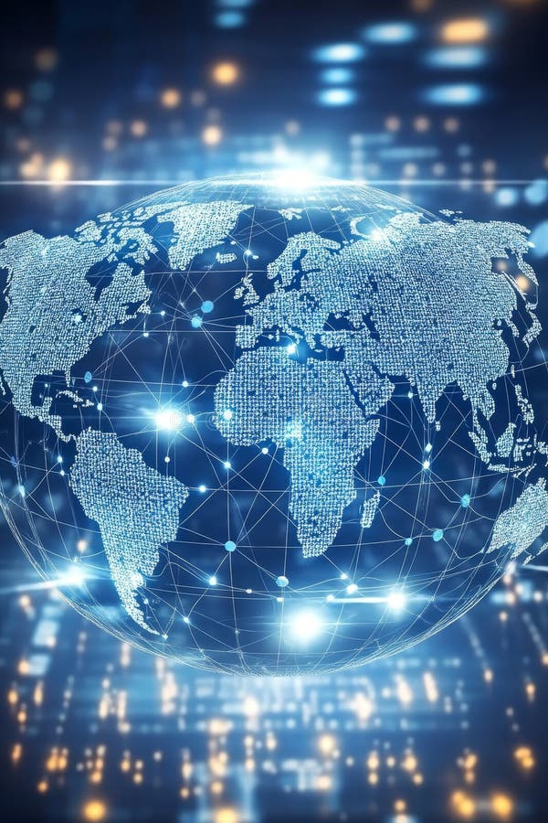 Global Network Connections Digital Data Flow Around Planet Earth ...