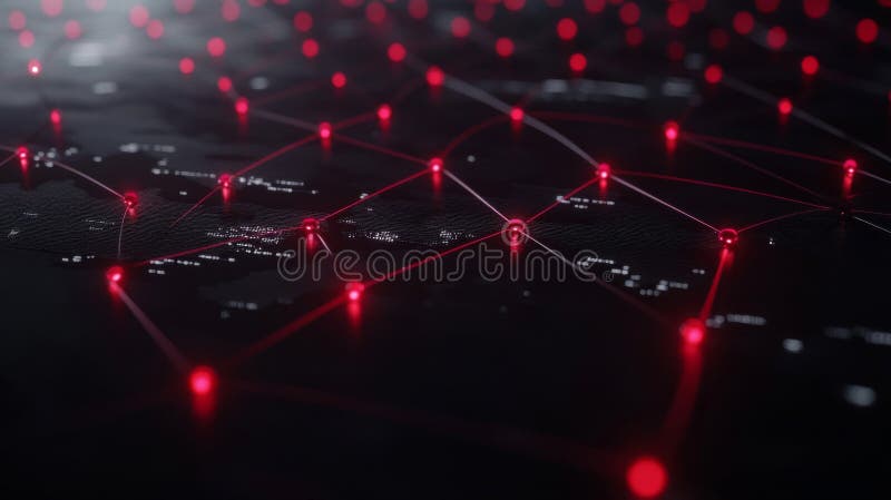 Global Network Connections Illuminate a Dark World Map Stock ...