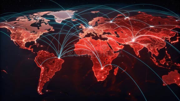 Global Network Connections Illuminated Earth Map Showing ...