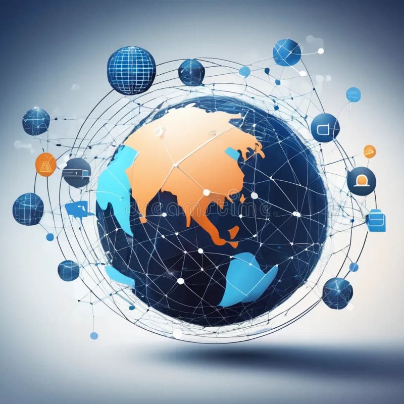 Global Network Connections Illustrating Digital Communication and ...