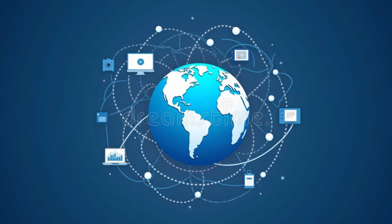 Global Network Connections Illustration on Blue Background Stock Image ...