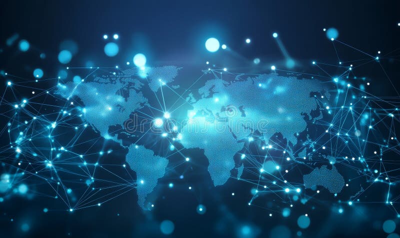 Global Network Connections and a Light Blue Background Representing the ...