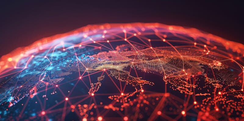 Global Network Connections, Red and Blue Stock Illustration ...