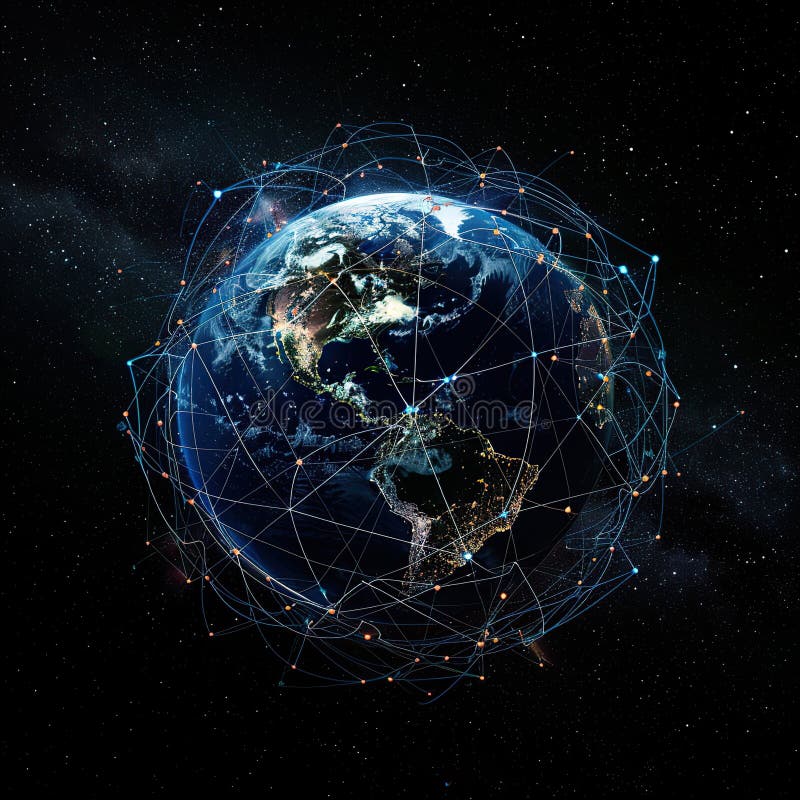 Global Network Connections Surrounding Earth in Space Stock ...