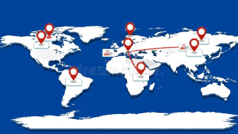Global Network Connections Visualization: a 3D World Map Illustrating ...