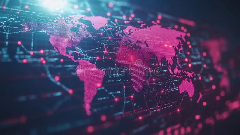 Global Network Connections at Night, Showing Worldwide Data Flow and City Lights Stock Image ...