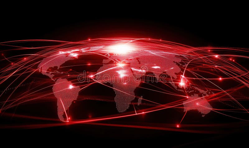 Global Network Connections Visualized with Red Lines and Dots Stock ... Global Network Connections Visualized with Red Lines and Dots Stock ...