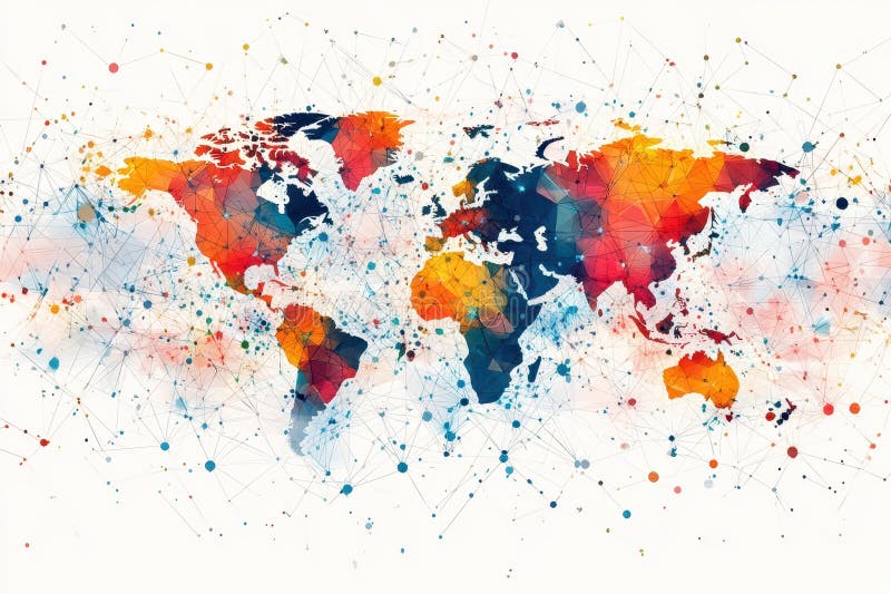 Global Network Connections World Map Abstract Art Stock Illustration ...