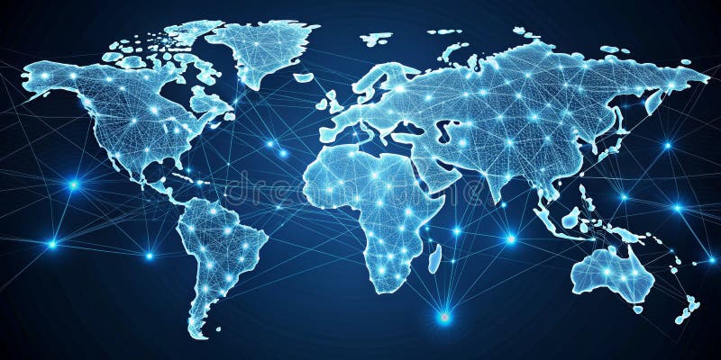 Global Network Connections, World Map, Digital, Technology, Network ...