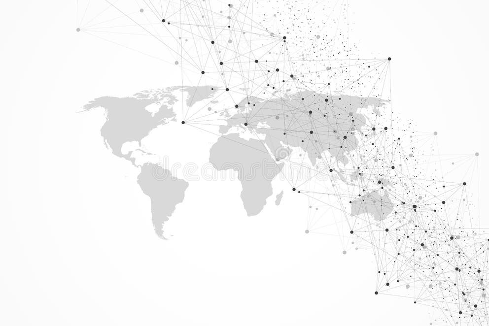 Global Network Connections with World Map. Internet Connection Background. Abstract Connection ...