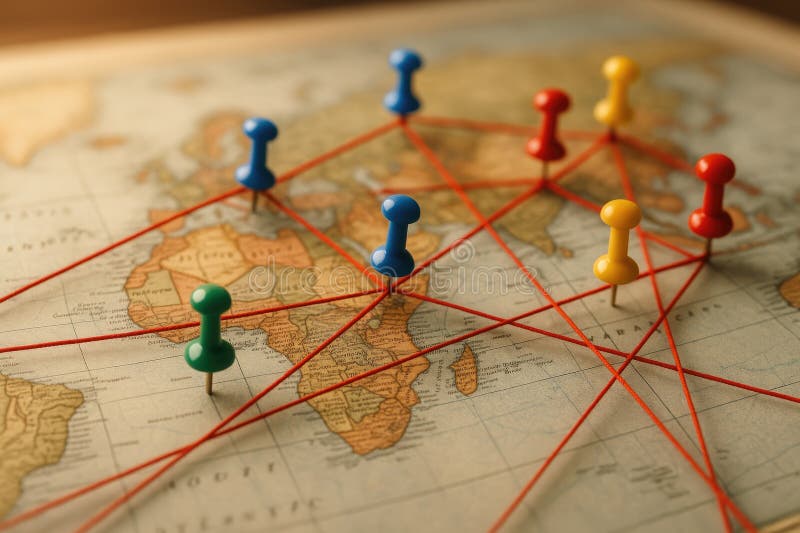 Global Network Connections World Map Pins Stock Illustration ...