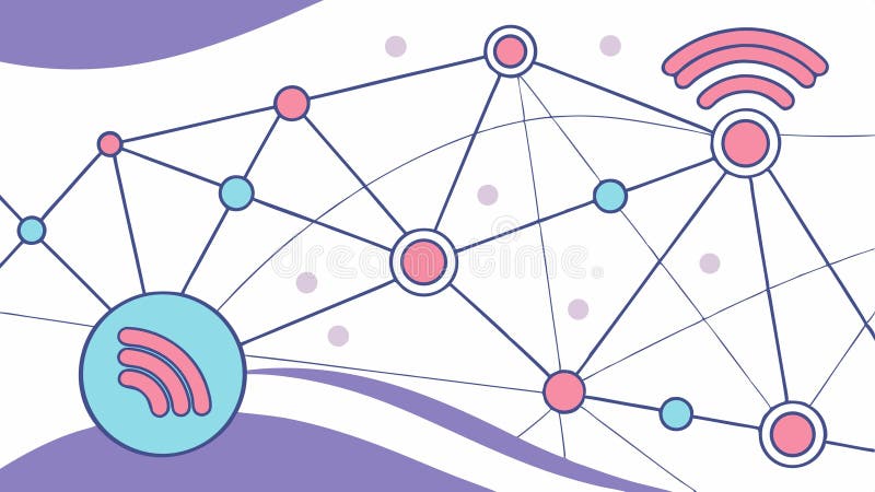 Global Network Connectivity: Abstract Nodes with Wi-Fi Signal, Vector ...