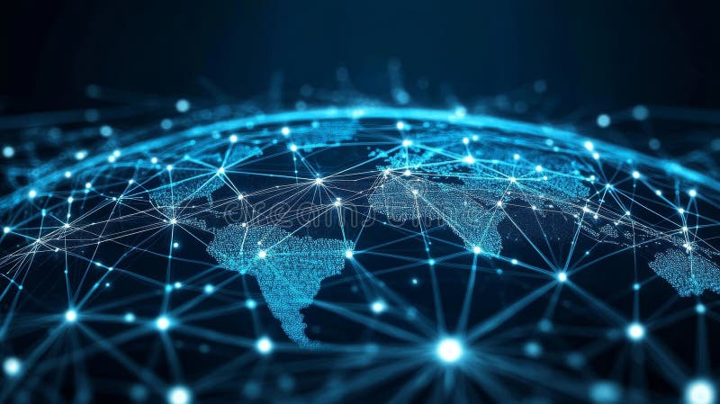 Global Network Connectivity. Digital World Globe Hologram Representing ...