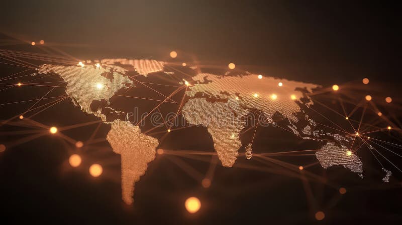 Global Network Connectivity: a Digital World Map with Glowing ...