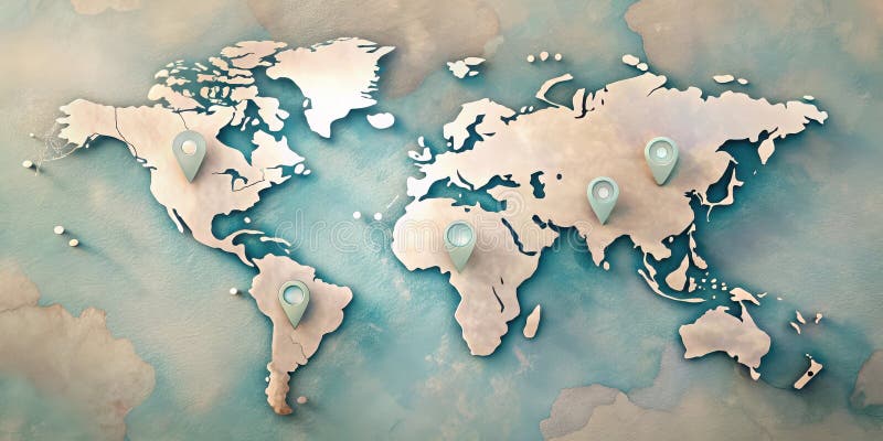 Global Network Connectivity Five Key Locations Illustrated on a ...