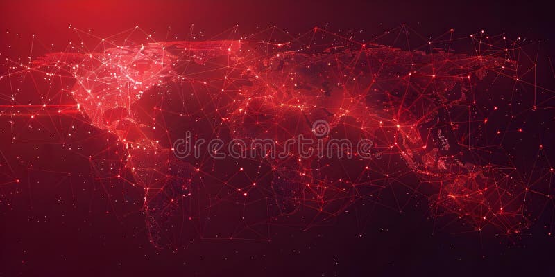 Global Network Connectivity Illustrated through a Red World Map ...