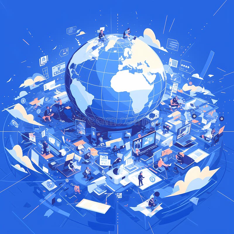 Global Network Connectivity Stock Illustration - Illustration of ...