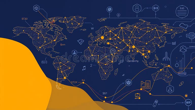 Global Network Connectivity Map Illustrating Interconnected Data Points ...