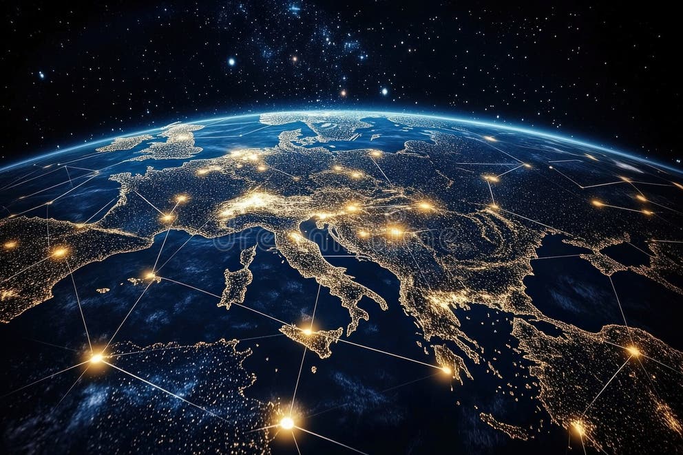 Global Network Connectivity Map Stock Illustration - Illustration of ...