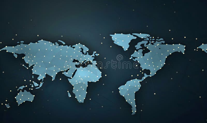 Global Network Connectivity: a Polygonal World Map Stock Illustration ...