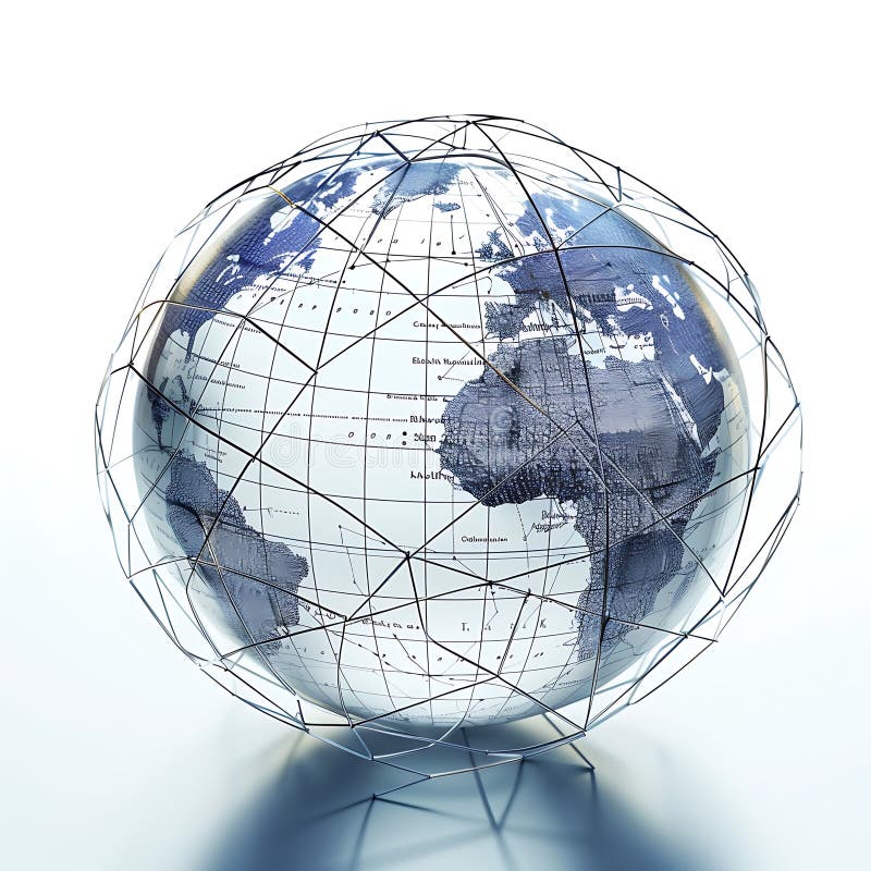 Global Network Connectivity Transparent Glass Globe and Wireframe Stock ...