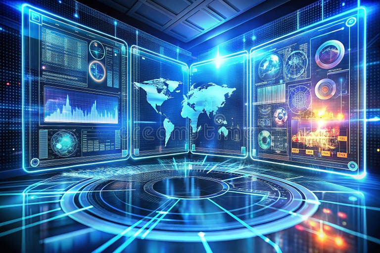 Global Network Control Panel Display Stock Illustration - Illustration ...