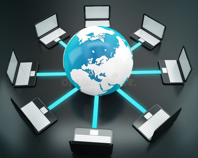 Global Computer Network stock illustration. Illustration of information ...