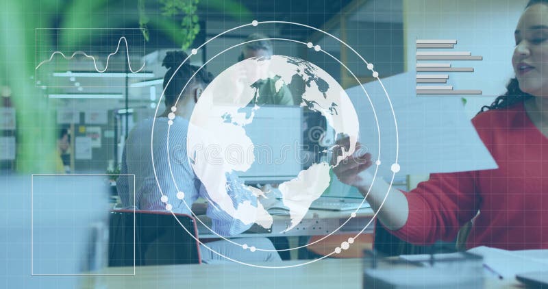 Global Network and Data Analysis Image Over Business Meeting in Office ...