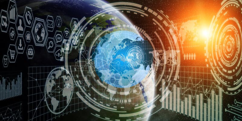 Global Network and Data Exchange Over the World Stock Illustration ...