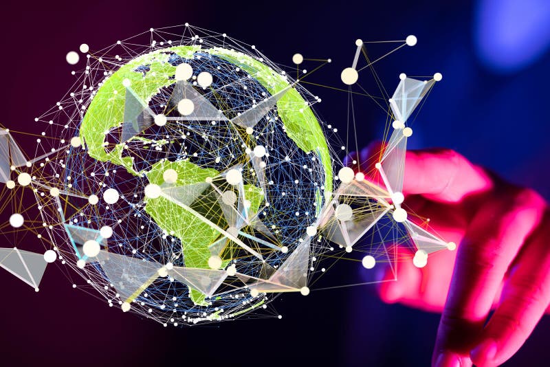 A Global Network and Data Exchanges Over the World Stock Image - Image ...
