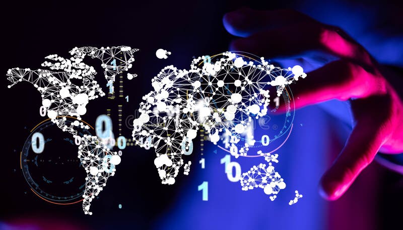 A Global Network and Data Exchanges Over the World Stock Illustration ...